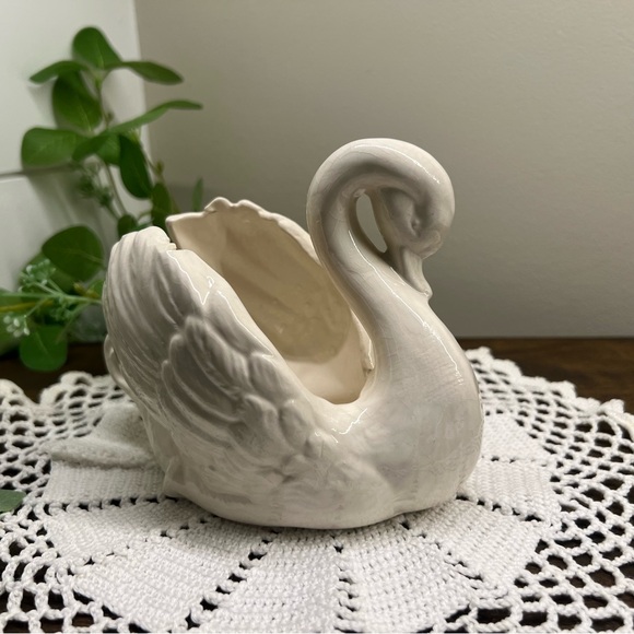 Art | Elegant Cream Swan Ceramic Candy Dish Planter Figurine | Poshmark